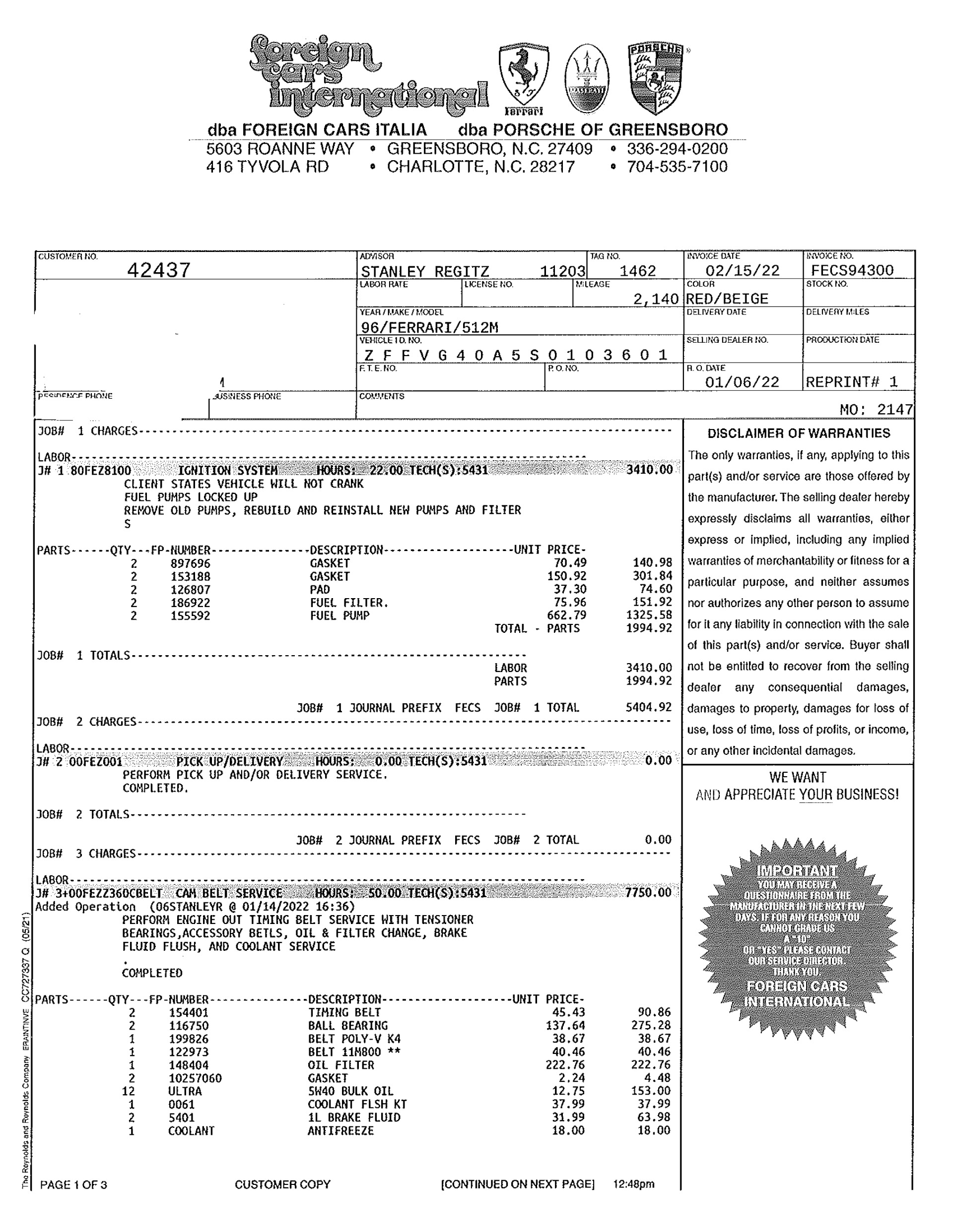 2022 Kia Rio Invoice