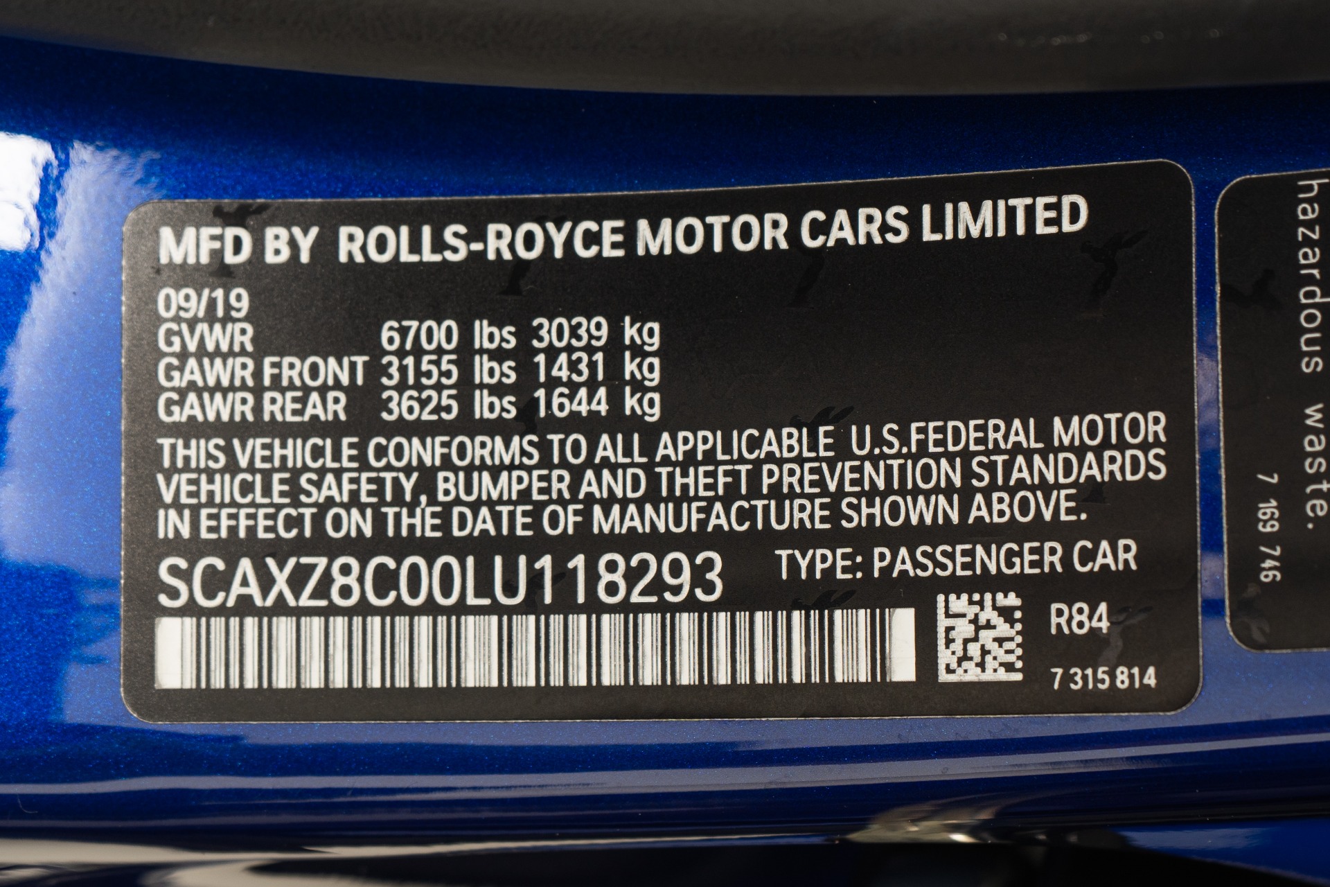 Rolls Royce Paint Codes